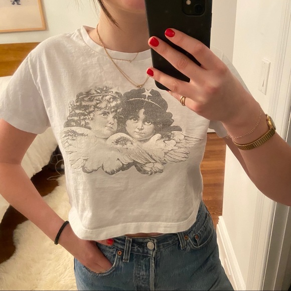 Fiorucci | Tops | Fiorucci Cropped White Tee | Poshmark